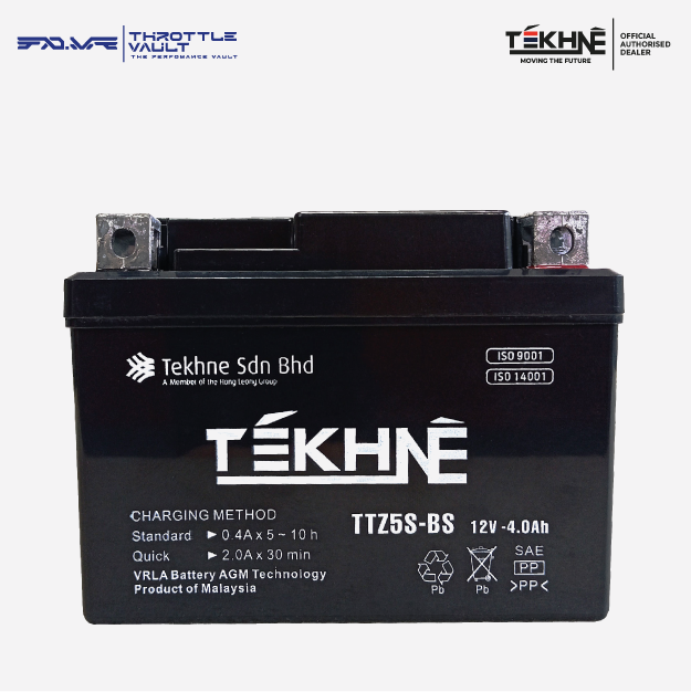 Tekhne Battery 12V 5AH TTZ5 with AGM & VRLA Technology - Throttle Vault